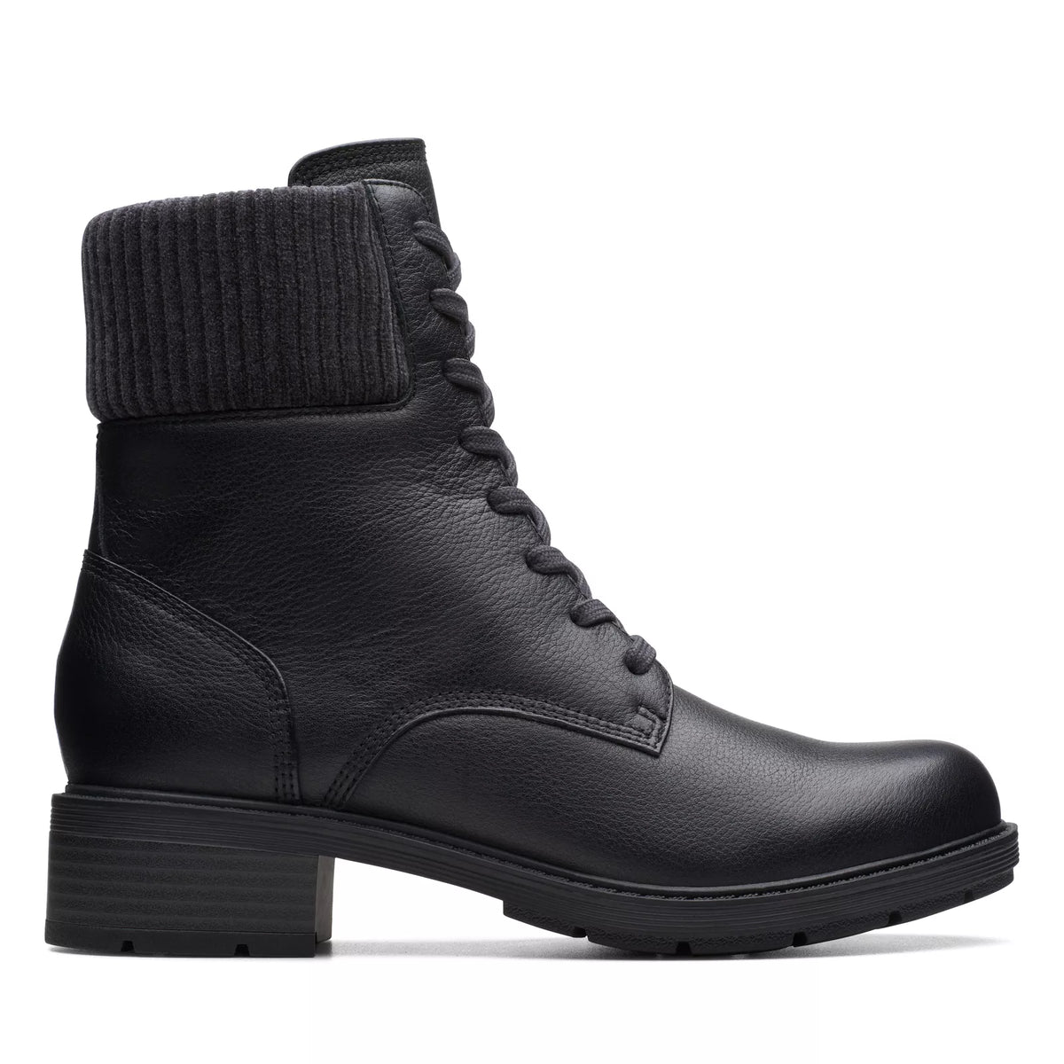 Clarks Women's Hearth Sky Black Leather 26176028 – THE SHOE PLAZA