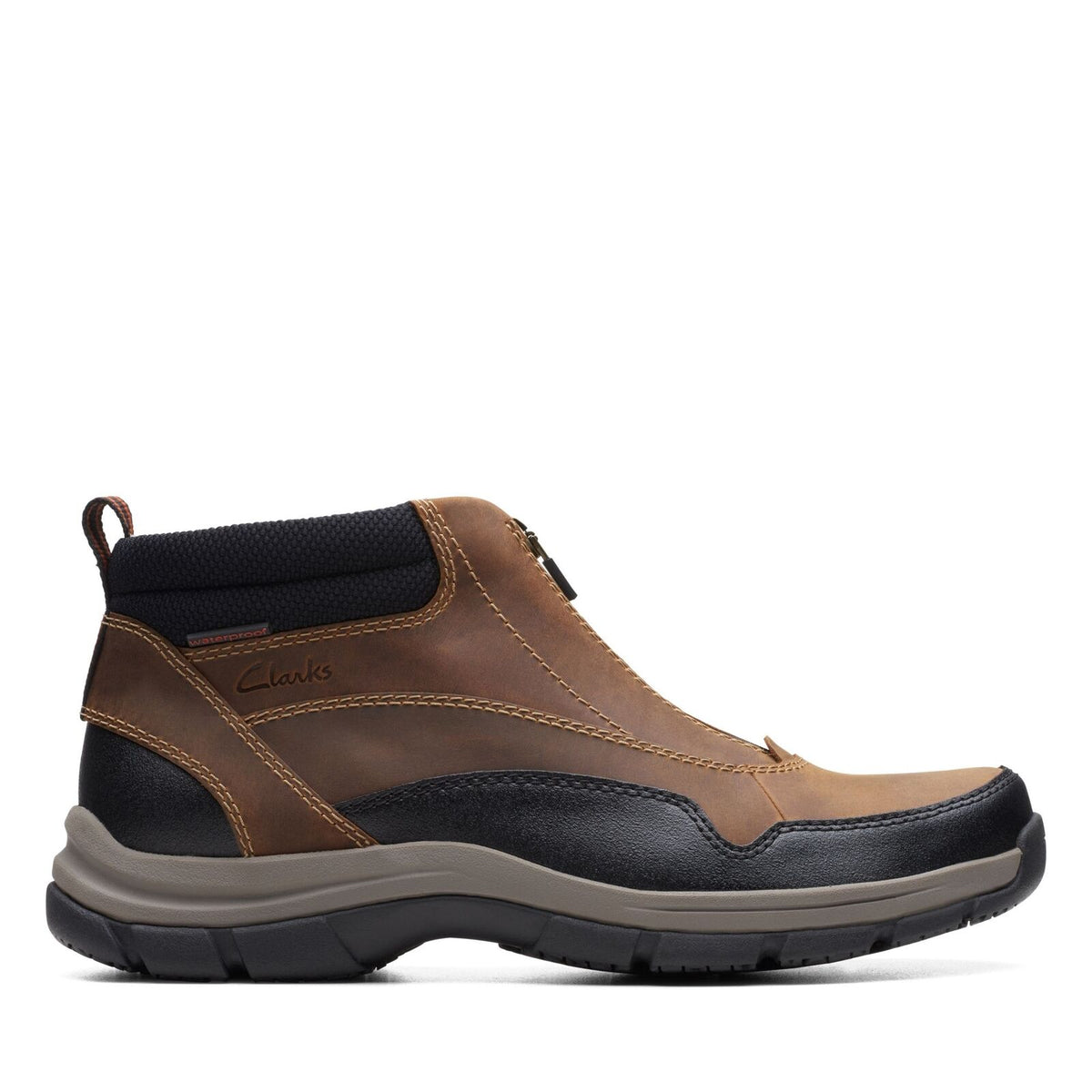 Clarks Men's Walpath Zip Dark Tan Leather – THE SHOE PLAZA